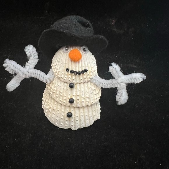 G Gwen | Accents | Sea Shell Snowman Art Sculpture Farmhouse Boho ...